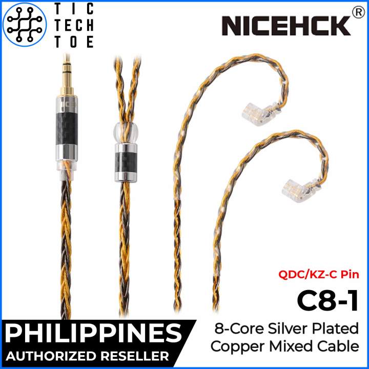 NICEHCK C8-1 8 Core Silver Plated and Copper Mixed Braided Earphone IEM ...