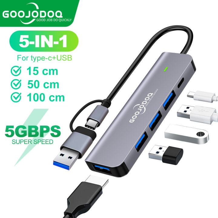 GOOJODOQ 5-in-1 5Port USB 3.1 Type-C High Speed USB C Hub with Hub 3.0 ...