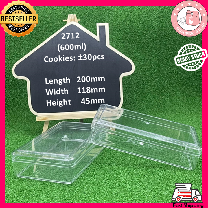 2712 PS #36pcs/CTN Rectangle Plastic Container Bekas Kuih Cookies Box ...