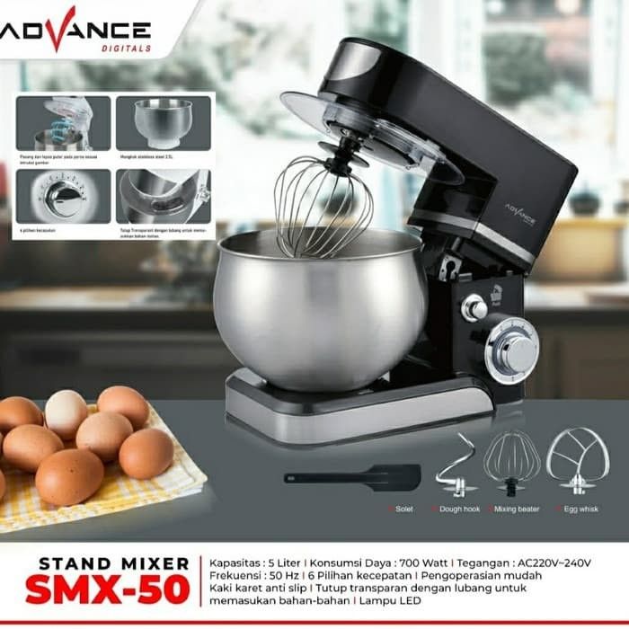 ADVANCE STAND MIXER SMX-50 Kapasitas 5 LITER Mixer Stenliss | Lazada ...
