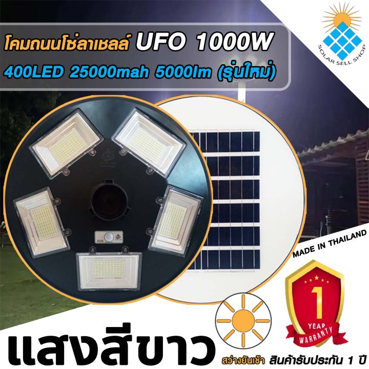 UFO 1000W แสงขาว/วอร์มไวท์ โคมไฟถนน UFO Square Light ไฟโซล่าเซลล์ พลังงานแสงอาทิตย์ รับประกัน 5 ...