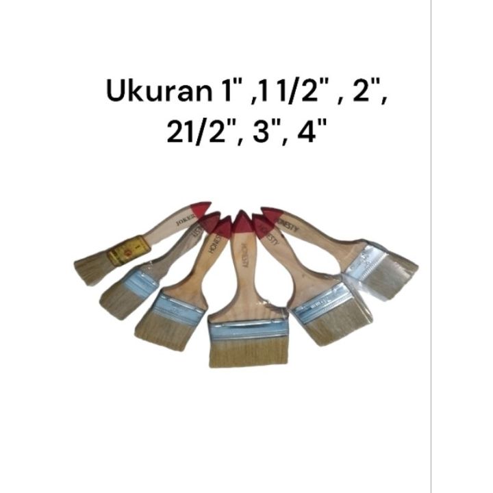kuas cat gagang kayu ukuran 1 inchi 11/2 inchi 2 inchi 21/2 inchi ...