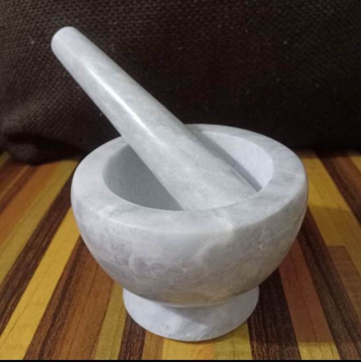 Marble Mortar and Pestle (Almires)100 percent pure marble ,GrindMaster ...