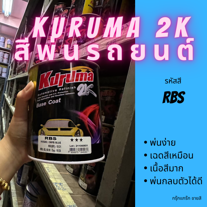 สีพ่นรถยนต์ 2k nissan march RBS สีรถยนต์ สีฟ้า TOA KURUMA ขนาด1ลิตร สีรถยนต์นิสสัน สีคูลูม่าร์ ...
