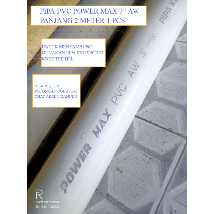 Pipa PVC Power Max 3" Inch AW Panjang per 2 Meter Pipa Paralon murah ...