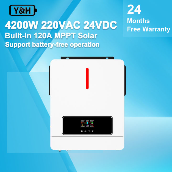 Y&H 4.2KW 24VDC On/Off-Grid Solar Hybrid Inverter AC220V Two Load Output Power MPPT 120A Solar ...