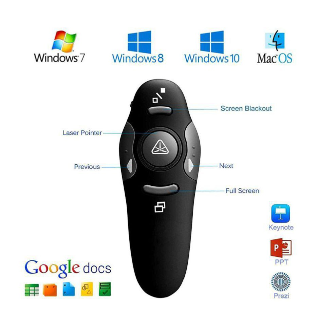 Wireless Remote Control Presentation Laser Pointer รีโมทพรีเซนงานไร้สาย ...