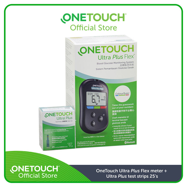 Onetouch Ultra Plus Flex Meter + Strip 25's Easy & Pain-free Blood ...
