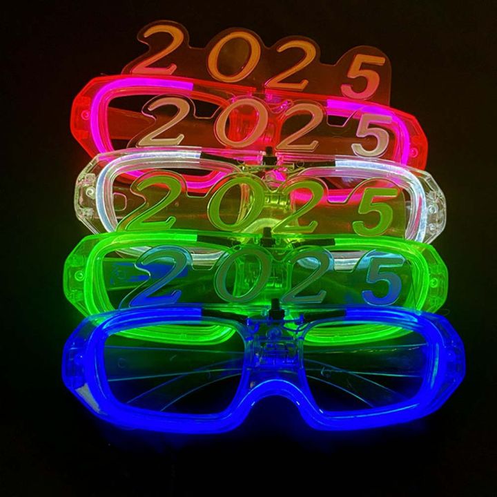 DETFRG ไฟเรืองแสง LED 2025สวัสดีปีใหม่แว่นตาเรืองแสง เครื่องประดับถ่าย ...