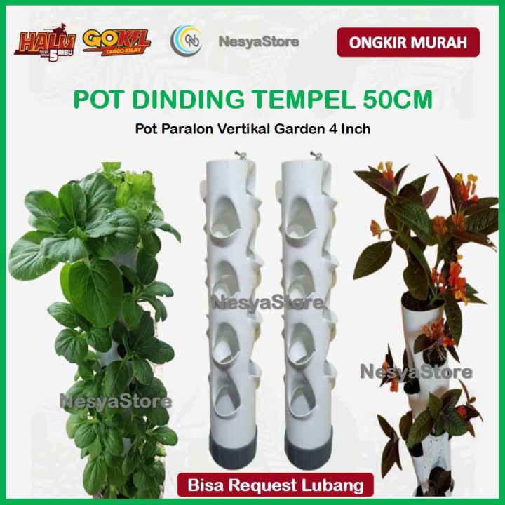 Pot Tempel Dinding Tower Vertikal Garden Paralon 50 Cm 12 Lubang ...
