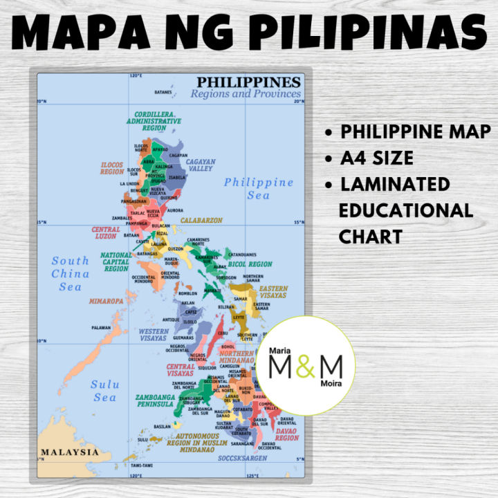 LAMINATED PHILIPPINE MAP CHARTS | A4 SIZE | EDUCATIONAL CHARTS | MAPA ...