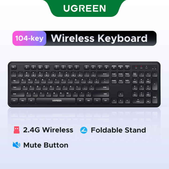 UGREEN 104-Key 2.4G Wireless Keyboard Compatible with Computer PC MacBook Pro MateBook Laptop ...