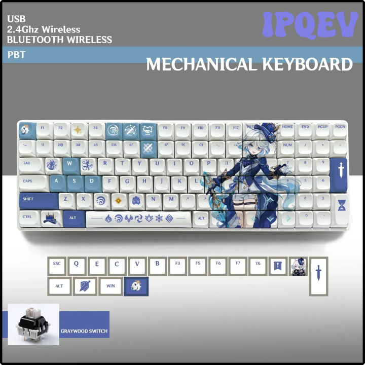 IPQEV Genshin Impact Furina Wriothesley Mechanical Keyboard with Dye ...