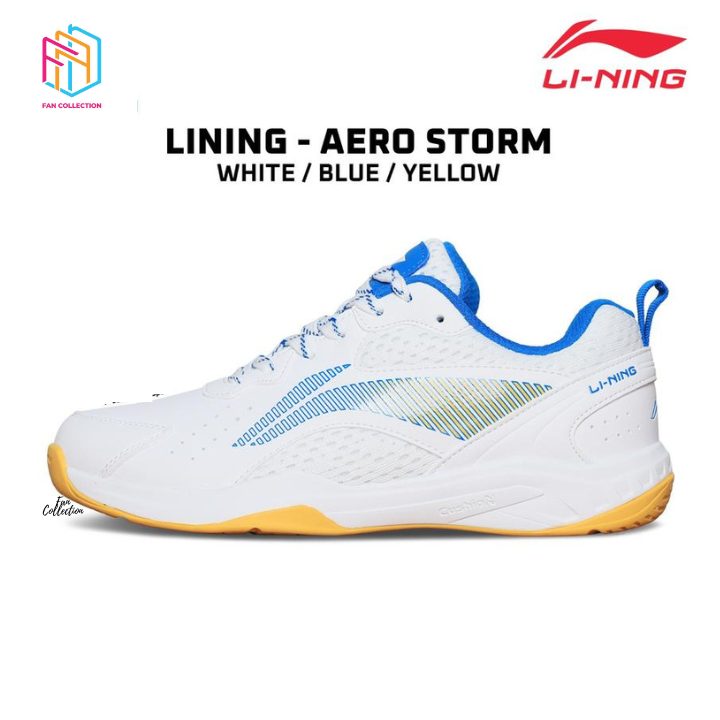 Sepatu Badminton Lining Li-Ning Aero Storm White Blue Yellow | Lazada ...