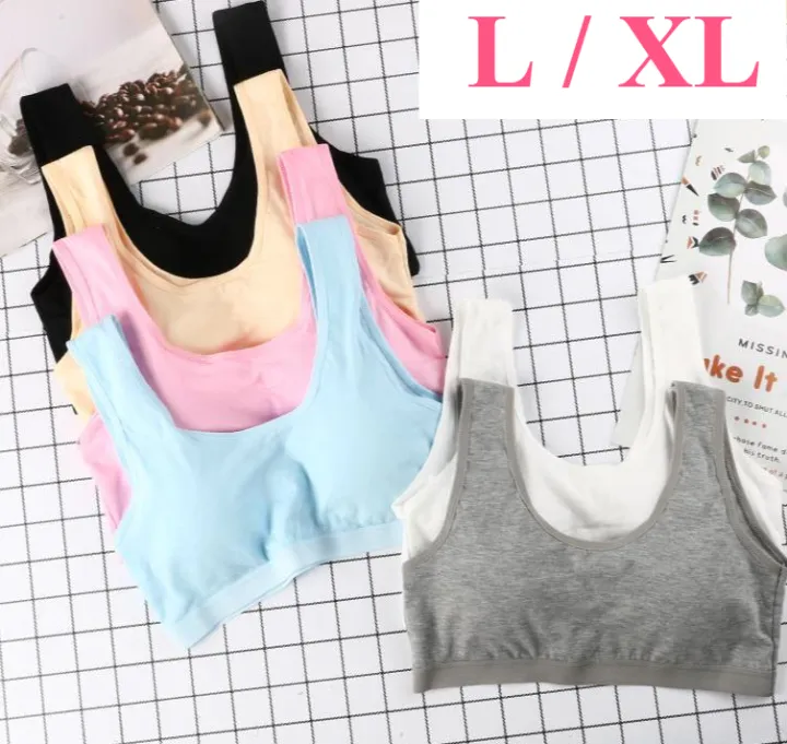 100% Cotton Teenager Bra L / XL Removable Soft Padding Bra Student Bra ...