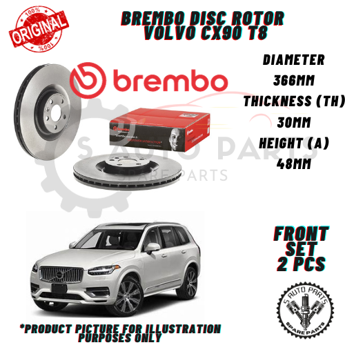 VOLVO XC90 T8 FRONT 100% BREMBO BRAKE DISC ROTOR | Lazada