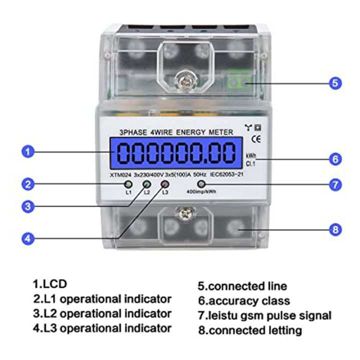(XCTS) 1 Piece 3 Phase 4P KWh Meter Energy Meter Digital Electric Power ...