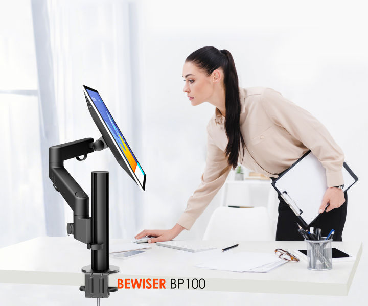 BEWISER BP100 Black ขาตั้งคอม จอมอนิเตอร์VESAขนาด14"-40" แขนยาวยกขึ้น ...