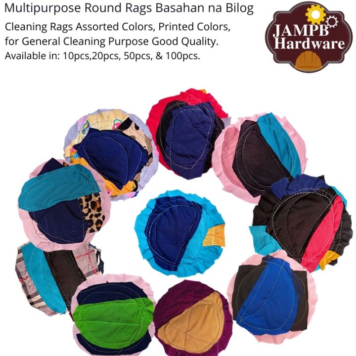 100 pcs Multipurpose Round Rags Basahan na Bilog Cleaning Rag Assorted ...