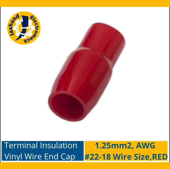 Terminal Insulation Vinyl Wire End Cap Red 1.25mm2, AWG #22 - #18 ...