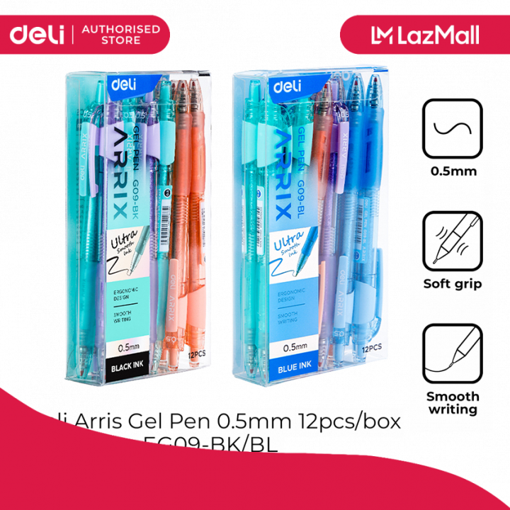 Deli Arrix Gel Pen 0.5mm 12pcs/box EG09-BK /BL [79EG09P12] | Lazada PH