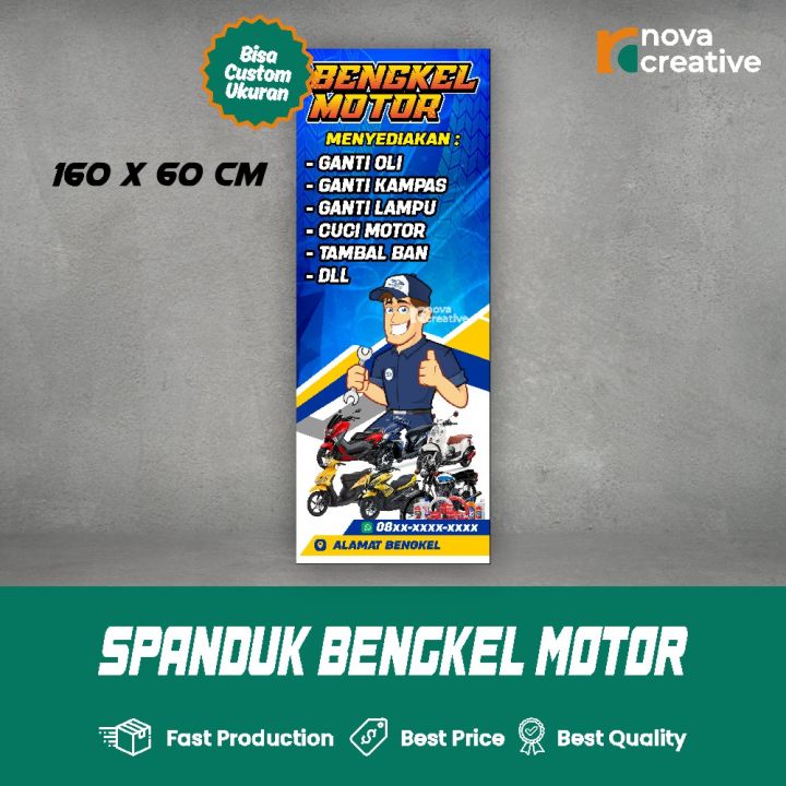 Spanduk Bengkel Motor dan Servis Spanduk Custom Gratis Desain | Lazada ...