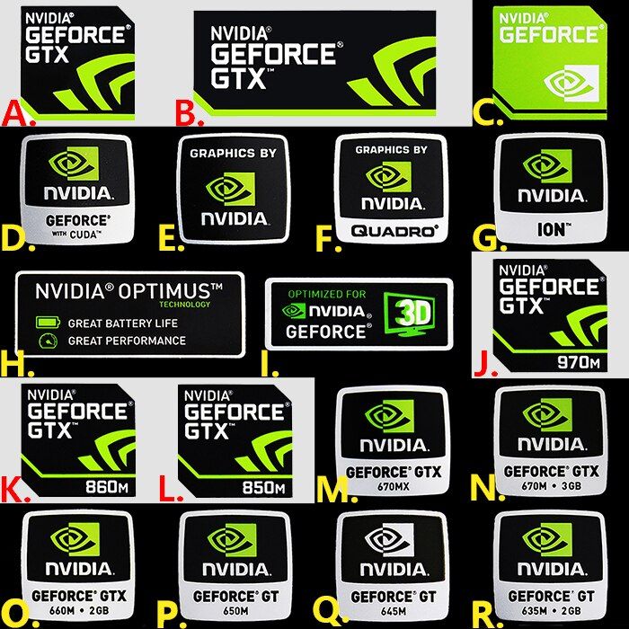 NVIDIA GTX GEFORCE 970M 860M QUADRO สติ๊กเกอร์ฉลากรูปลอกสำหรับโน็คบุค ...