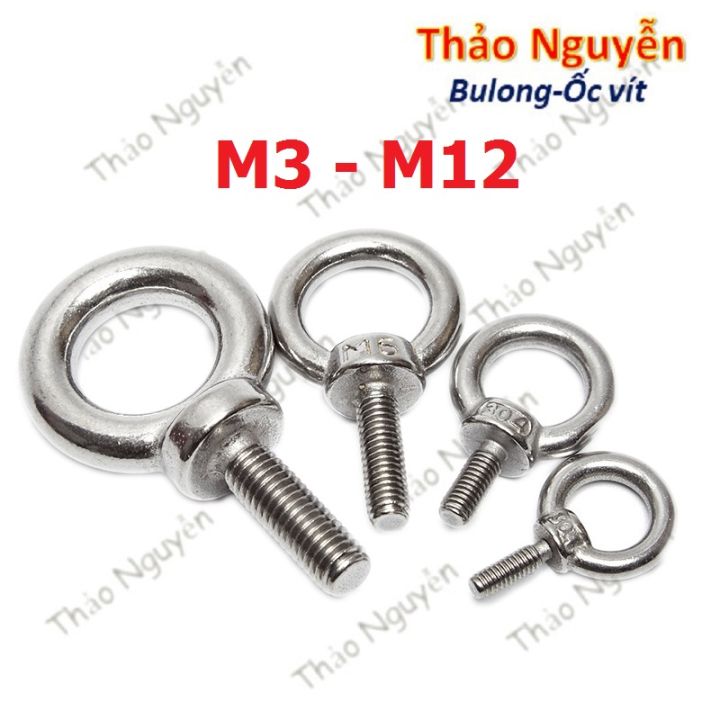 Blong tai cẩu Bu lông móc cẩu Inox 304 size M3 M4 M5 M6 M8 M10 M12 | Lazada.vn