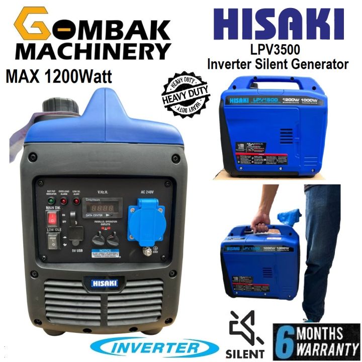 HISAKI 1200Watt Inverter Silent Compact Petrol Generator LPV1500 ...