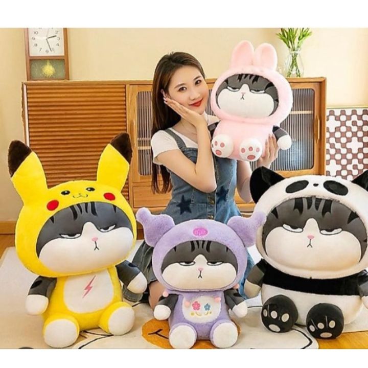Gấu Bông Mèo Hoàng Thượng Mũ Ếch, Thỏ,Gấu Trúc, Pikachu,Korumi,Mèo ...