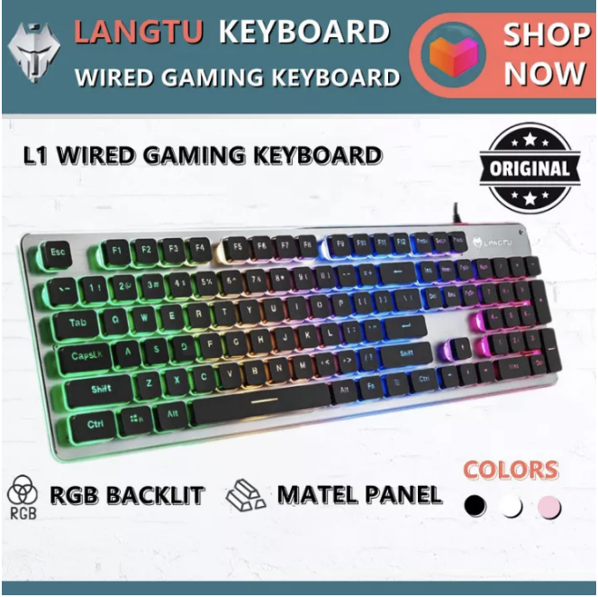 LANGTU Membrane Gaming Keyboard, Rainbow LED Backlit Quiet Keyboard for ...