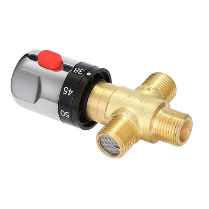 3Way Thermostatic Mixing Valve Solid Brass Hot and Cold Control ...