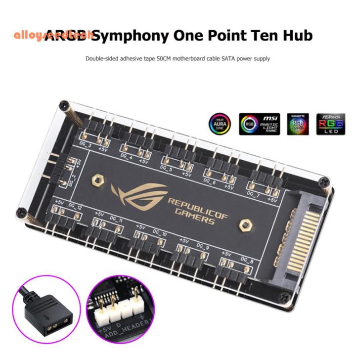 10 Ports RGB Fan HUB PC Desktop SATA Power 5V 3PIN ARGB Extension ...