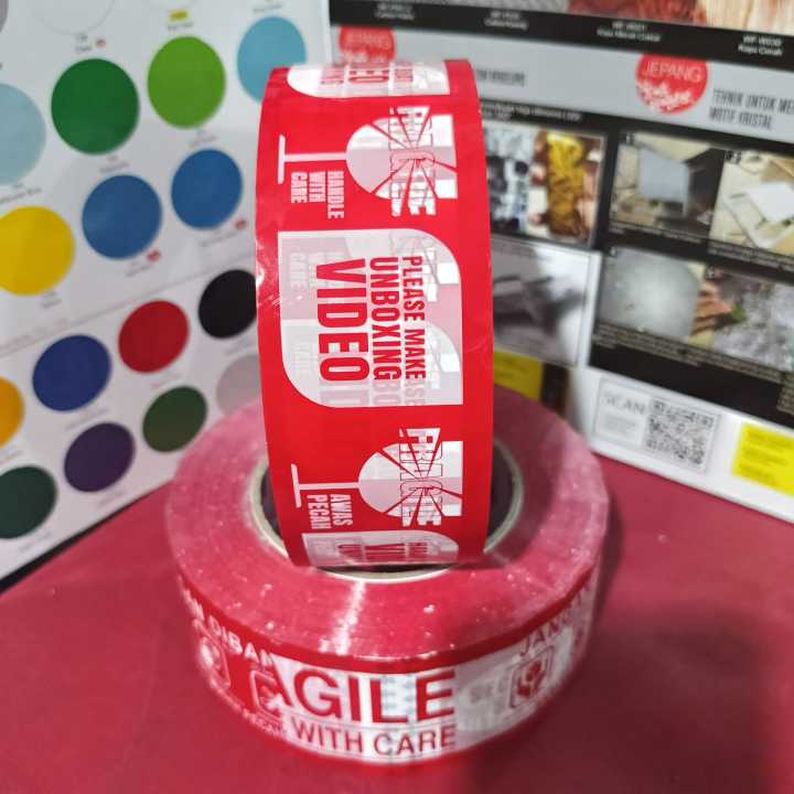 Fragile Lakban Jangan Dibanting Jumbo 200 Yard Fragile Merah Putih ...