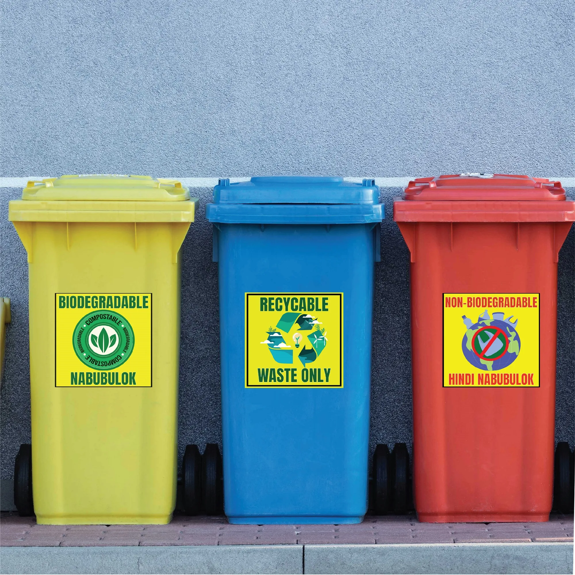 De-Sign Proper Waste Disposal Signage Sticker 8x8" Inches, Waterproof ...