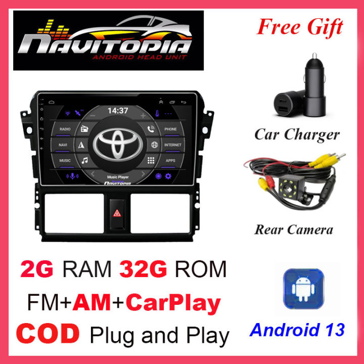 NAVITOPIA Android 13 Car Radio Stereo Receivers for Toyota Vios 2014 ...