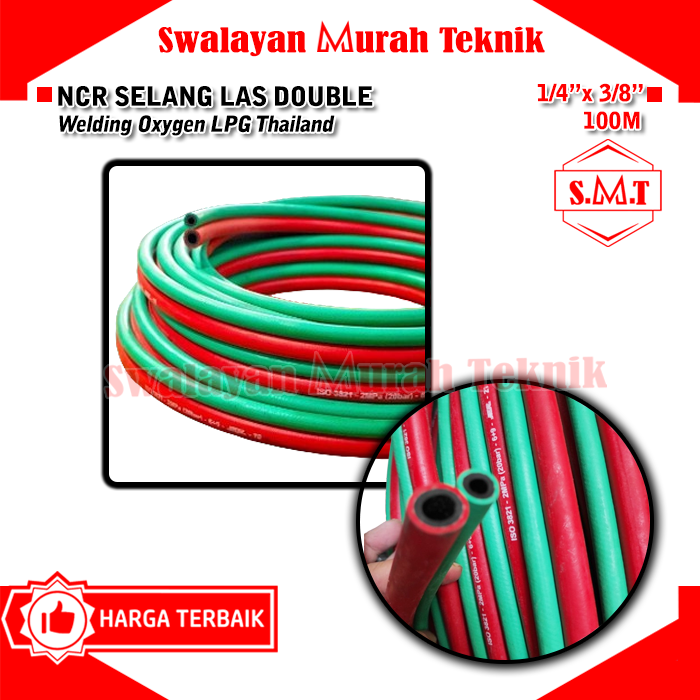 NCR Selang Las Double 1/4"X3/8" Welding Hose Oxygen LPG Thailand 100M ...