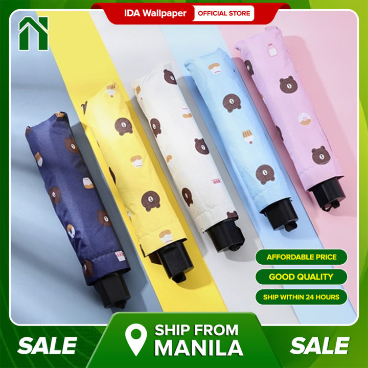 IDA Cute Teddy Bear Design Manual Umbrella Foldable Portable UV Sun and ...