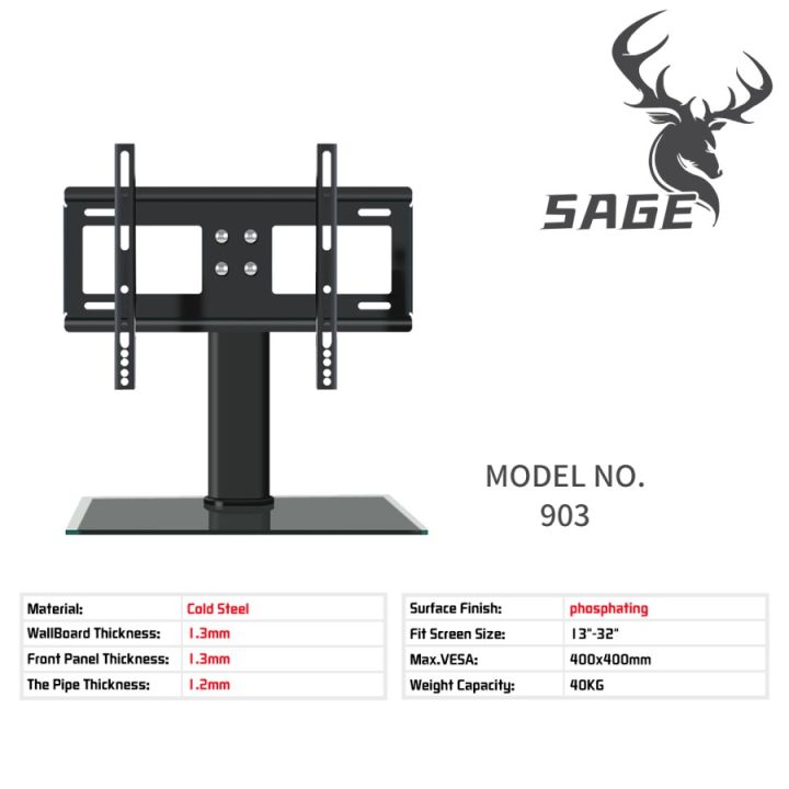 SAGE 903D Braket Breket LED monitor Tv Standing Table Meja - 13" - 32 ...