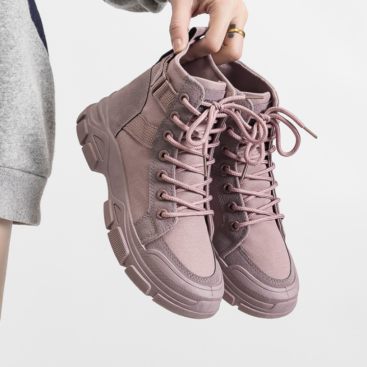 LE- D01 Trendy Jessica Canvas Lace Up High Boots | Lazada PH