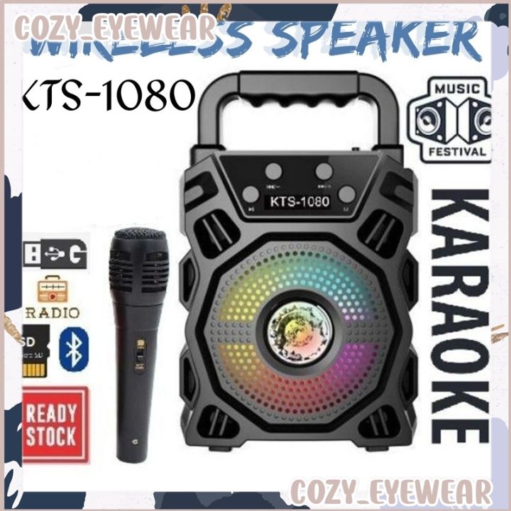 KTS-1080 Wireless Portable Bluetooth Speaker Mic With Led Light Stereo ...