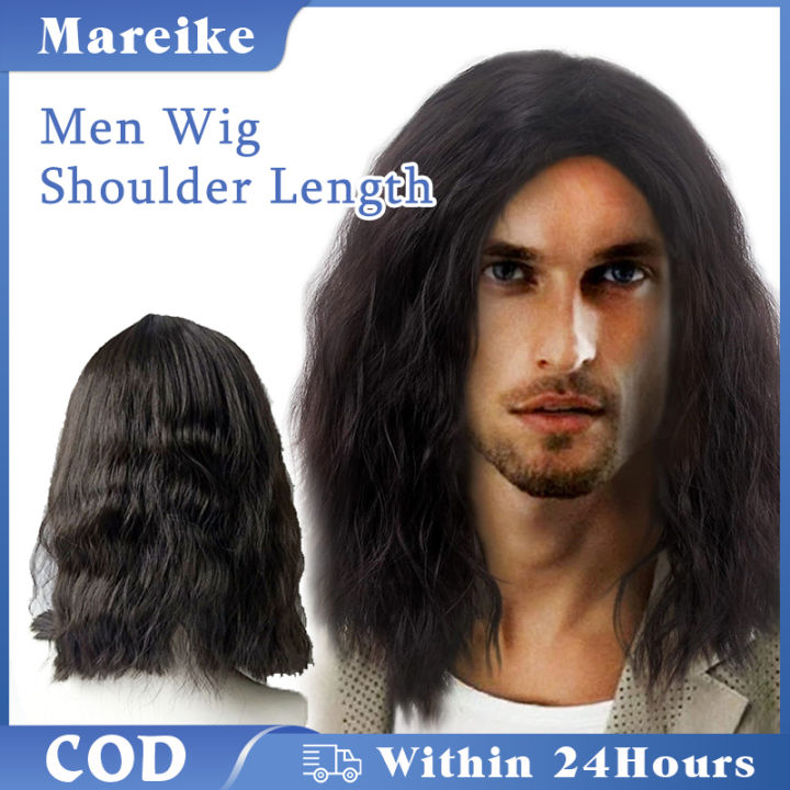 Wavy Men Wig Shoulder Length Corn Perm Wig Fluffy Curly Wig | Lazada PH