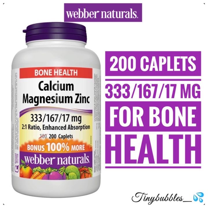 Webber Naturals Calcium Magnesium Zinc, 200 caplets 2029 EXP | Lazada PH
