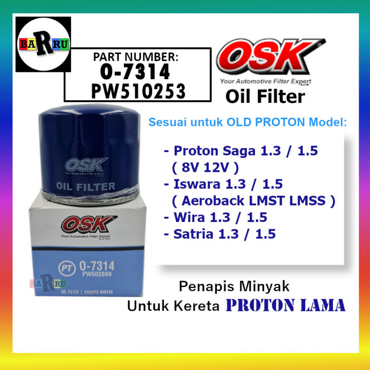 Proton Saga Iswara Satria Wira 1.3 1.5 8V 12V LMST Oil Filters ...