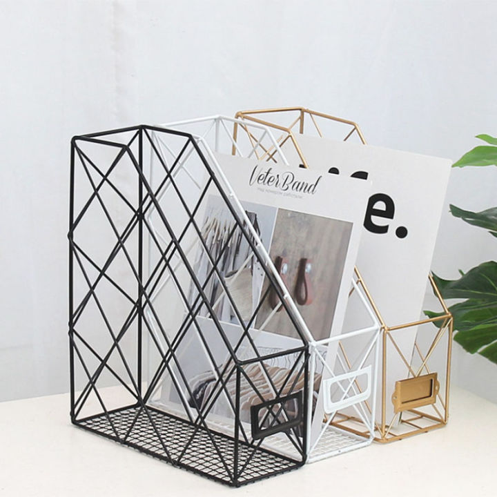 Ins Nordic Wrought Iron Grid File Storage Rack Office Desk Single Layer ...