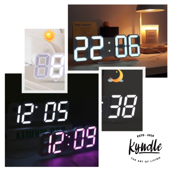 USB LED 12/24H Digital Colour Clock Table Wall Display Alarm Date ...