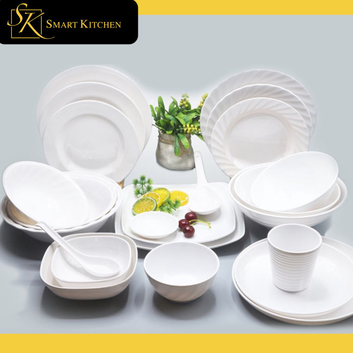 Smart Kitchen White-D plate Dinning Plato Mangkok Platito Sandok ...