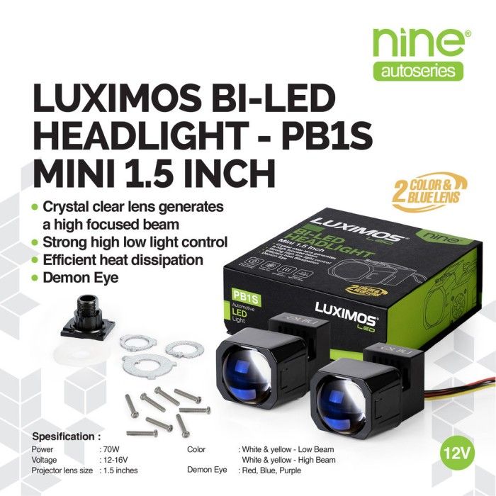LAMPU BILED/PROJECTOR LED HEADLIGHT 1.5 INCH DEVIL EYE NINE LUXIMOS LED ...