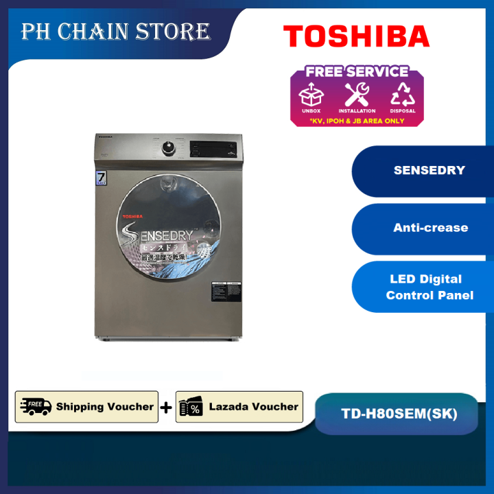 TOSHIBA TD-H80SEM TD-H80SEM(SK) 7KG TUMBLE DRYER | Lazada