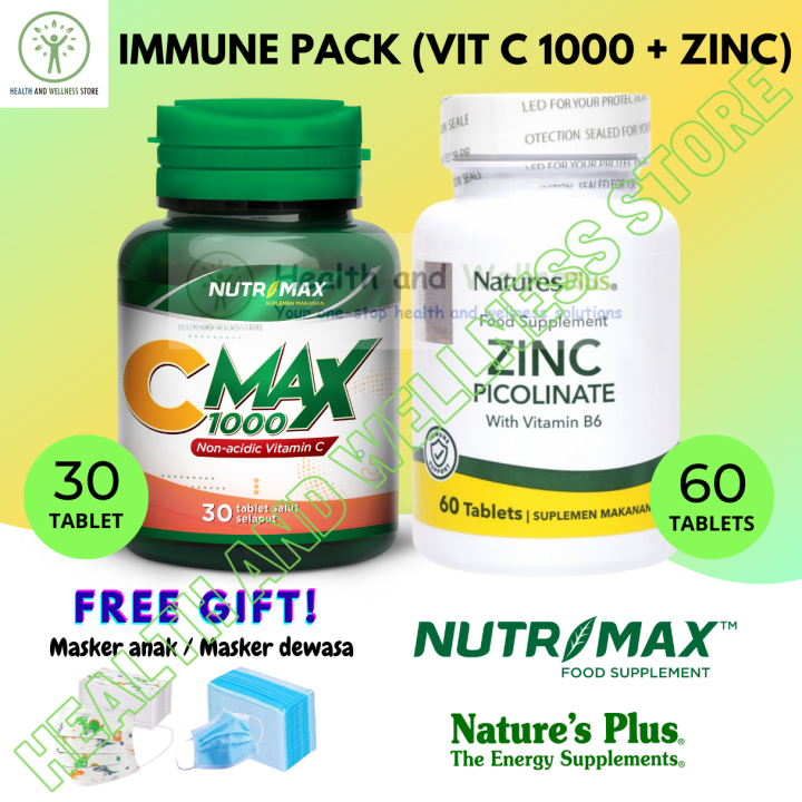 PAKET NUTRIMAX C MAX 1000 MG 30 TABLET DAN NATURES PLUS ZINC 60 TABLETS ...